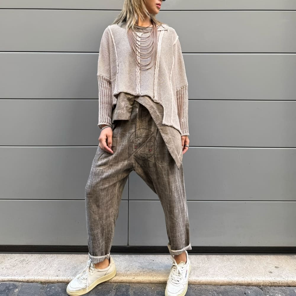TROUSERS PETRA FANGO LINO — Jia Li Abbigliamento - Official Store